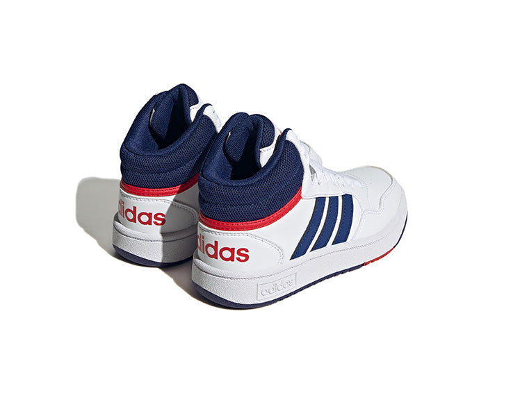 Zapatilla Adidas Hoops 3.0 Mid Cuero Junior Blanco - Real Kicks